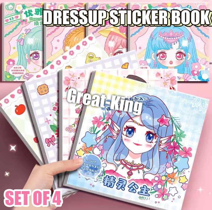 4BOOK/SET Dress up Princess Doll Sticker for Kids Girls Party Favors ...