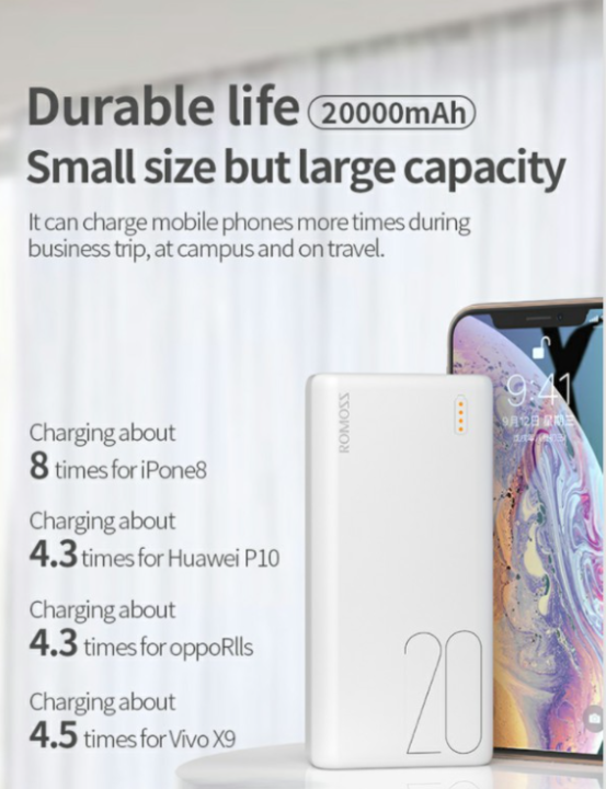 ORIGINAL ROMOSS POWER BANK "SIMPLE 20" 20,000mAh | Lazada PH