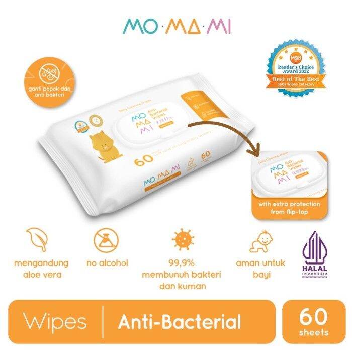 MoMaMi Antibacterial Wipes 60s | Lazada Indonesia