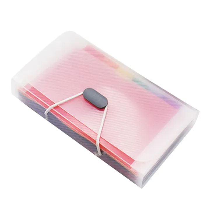 New Office A6 Expanding File Folder Wallet Organ Bag 13 Layer Rainbow Hang Rope Type Filing