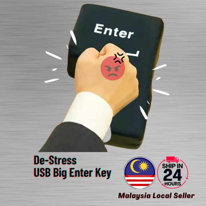 (Ready Stock) De-Stress USB Big Enter Key - Pillow Soft Big Enter Button Stress Relief Tool ...