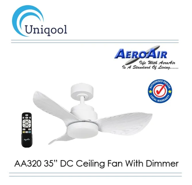 AEROAIR AA320 35" DC Ceiling Fan With Dimmable LED (White Wood) | Lazada Singapore
