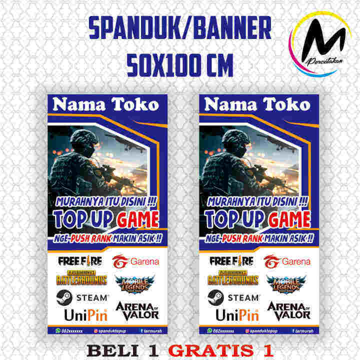 Cetak Banner Mini Spanduk Top Up Game | Lazada Indonesia