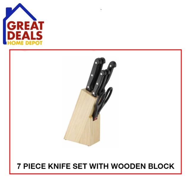 GREAT DEALS MASFLEX 7 PIECE KNIFE SET WITH WOODEN BLOCK | Lazada PH
