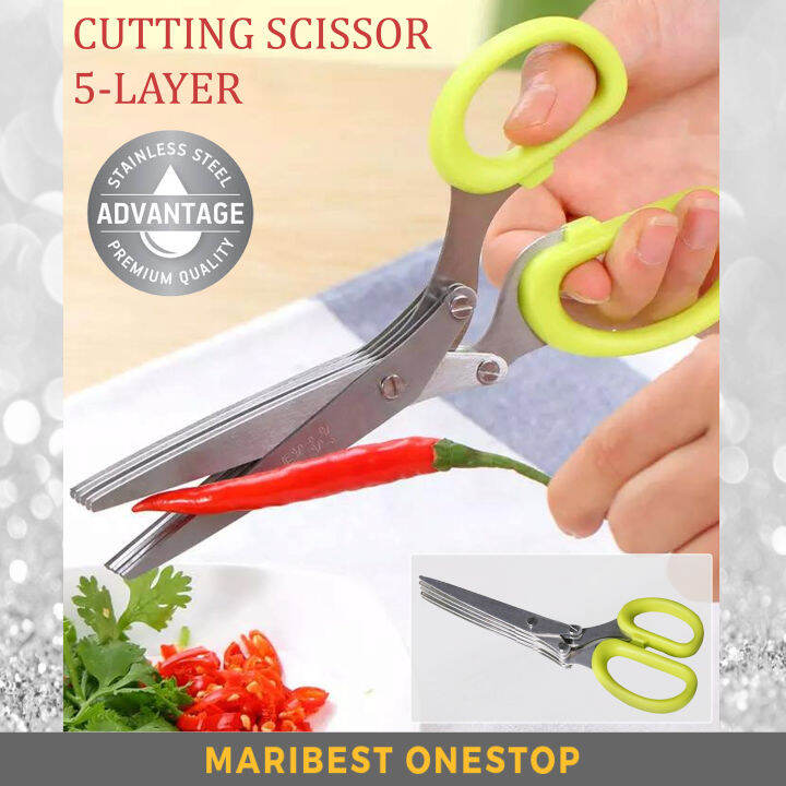 5 Layer Kitchen Scissor Stainless Steel Herb Scissor Scissors Cutting ...
