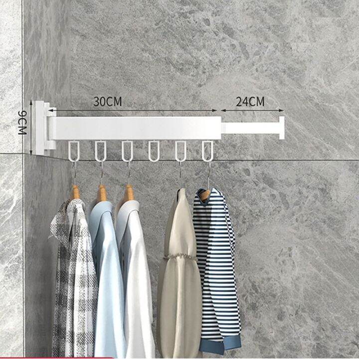 Folding Clothes Hanger Wall Mount Retractable Cloth Drying Rack ...