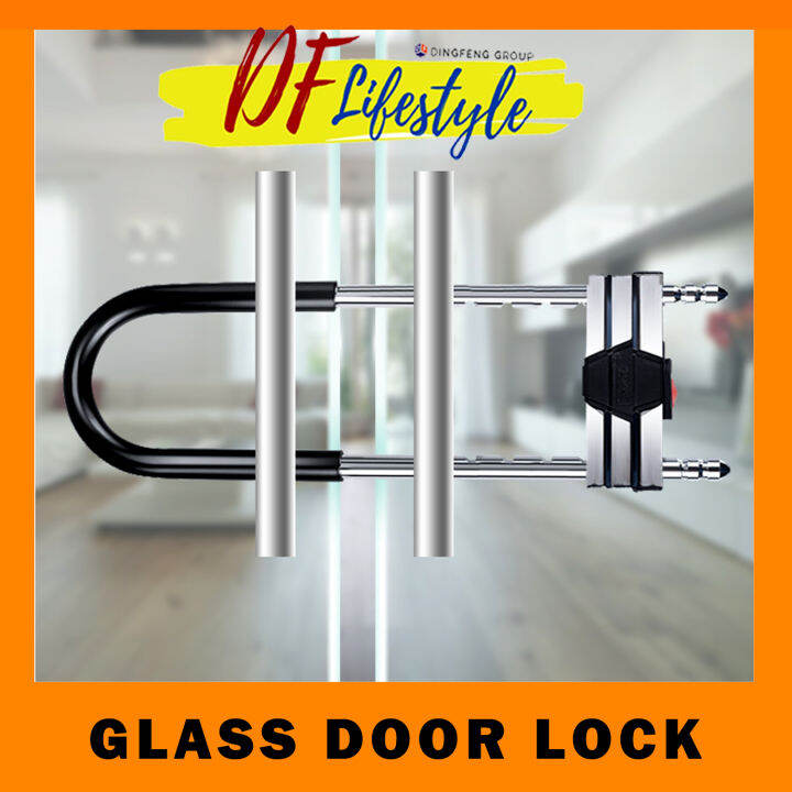 Glass Door Lock U-shaped Shop Door Lock Double Door anti theft lock ...
