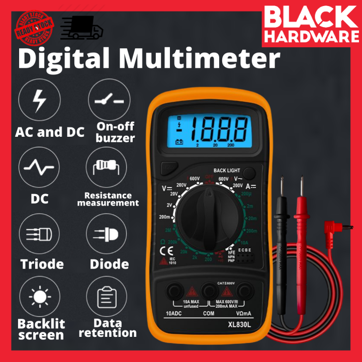 Black Hardware Fluke Digital Multimeter AC/DC OHM Tester Handheld ...