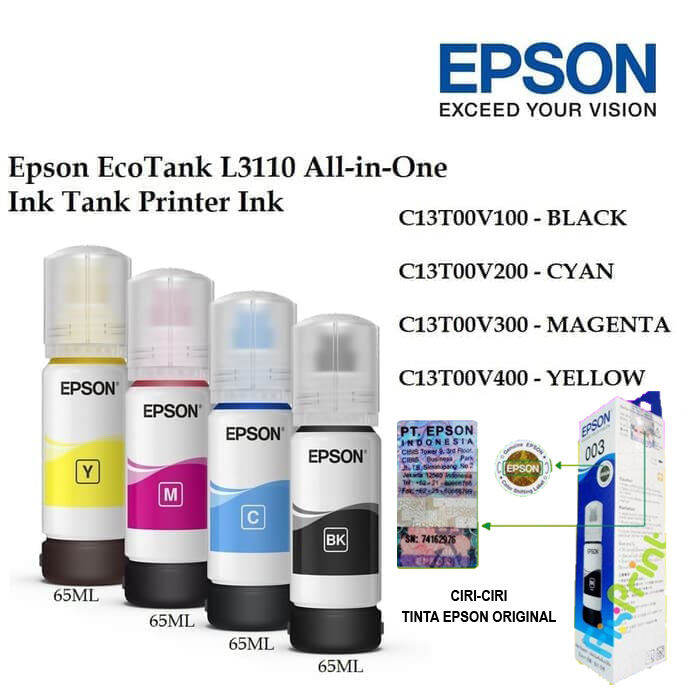 Tinta Epson T003 Original untuk Printer L1110 - L3110 - L3150 - L5190 ...