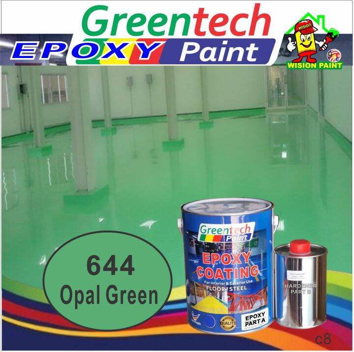 644 OPAL GREEN ( 5L GREENTECH EPOXY PAINT ) Cat Lantai ( 4Liter Paint ...