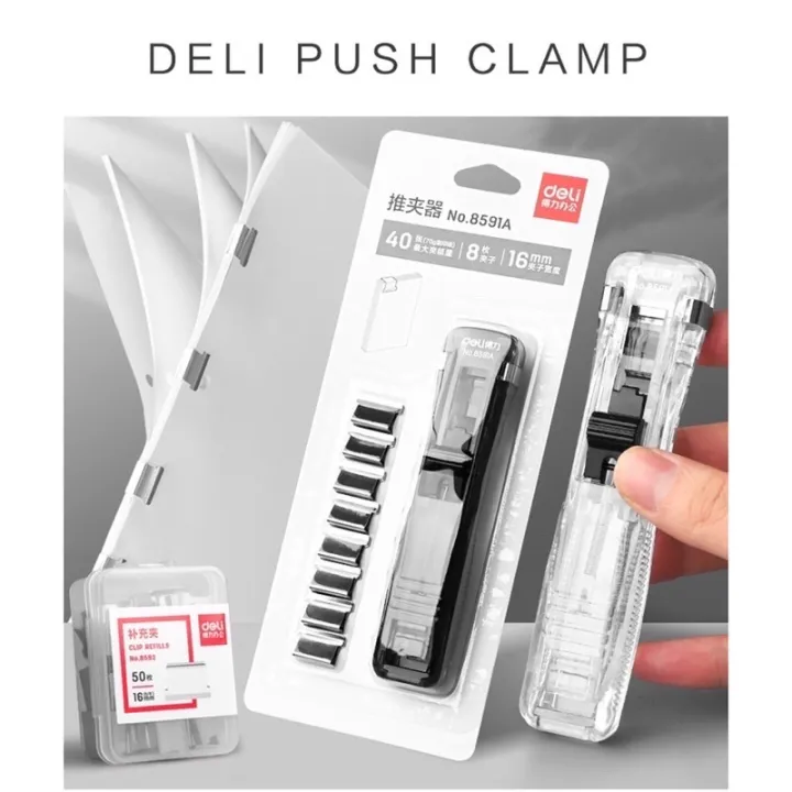 [NEW] DELI Paper Clipper Push Clamp Binder Stationery Clips Stapler ...