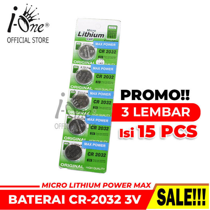 (3 Lembar Isi 15) Baterai CR2032 3V MAX POWER / Batre Jam Tangan ...