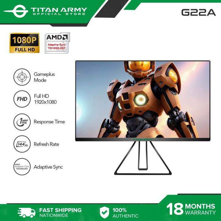 Titan Army G22A 21.5" 144HZ Inch Monitor HDMI 2 DP 1.2 Audio Out ...