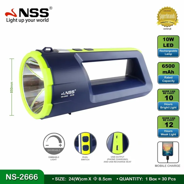 Heavy Duty LED Rechargeable Searchlight Glare Flashlight Emergency ...