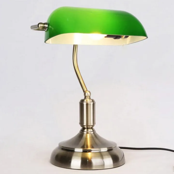 Traditional Antique Green Bankers Table Office Desk Lamp Lounge Light ...
