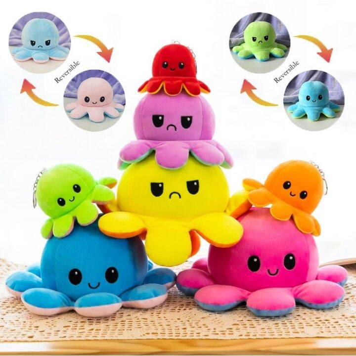 The new 2022 Double-sided Flip Plush Octopus Toy Reversible Flip ...