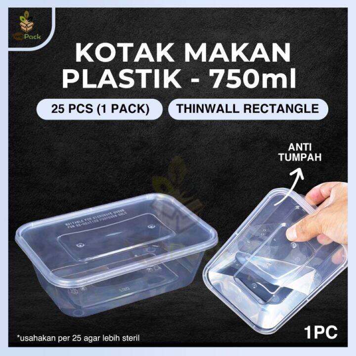 Kotak Makan Rectangle 750ml Plastik Box Food Container Thinwall 750 ml | Lazada Indonesia