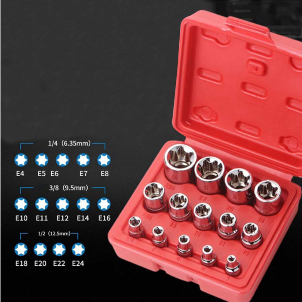 Tools Original 14pcs E-Type Socket Set 1/2 3/8 1/4 Auto Repair Tool E4 ...