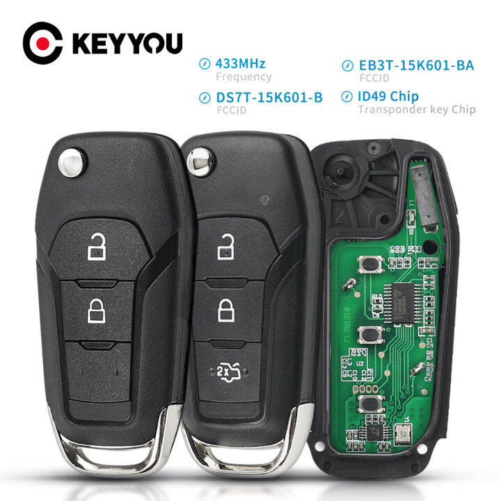 KEYYOU Flip Remote Key Fob ID49 433Mhz DS7T-15K601-B EB3T-15K601-BA For ...