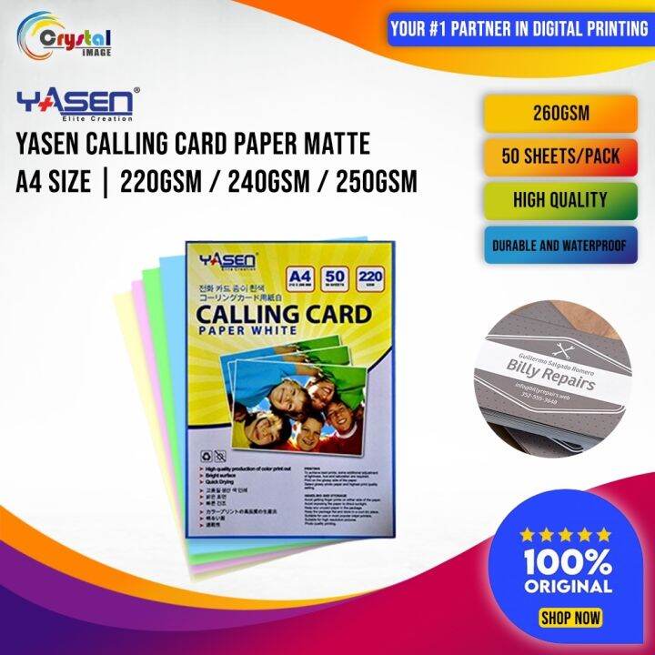 Yasen Calling Card Paper Matte A4 Size 220GSM / 240GSM / 250GSM (50 ...