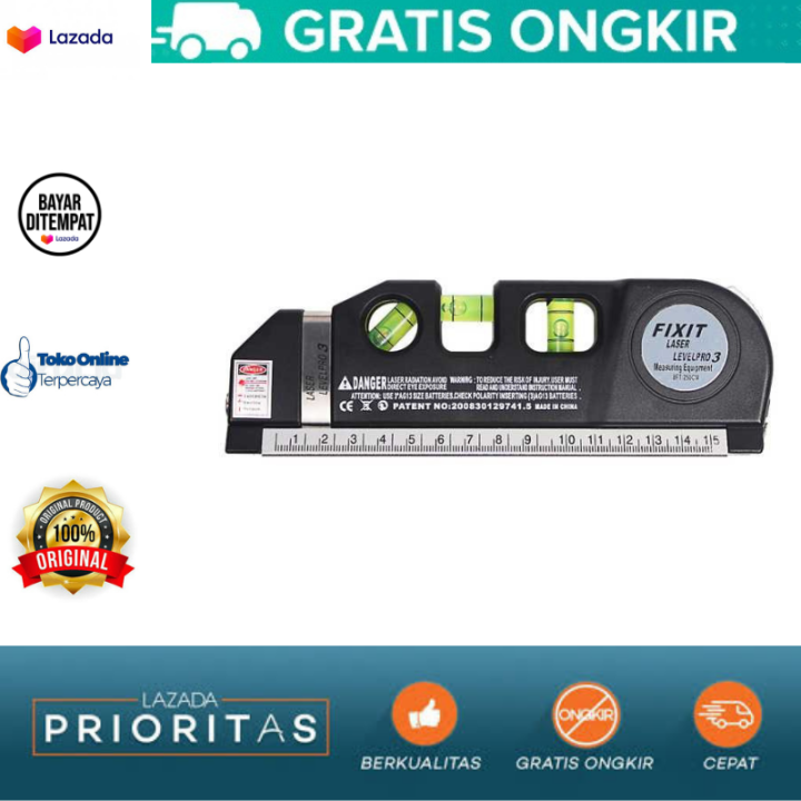 [BISA COD] Penggaris + Waterpass Laser / Meteran Tukang Bangunan ...
