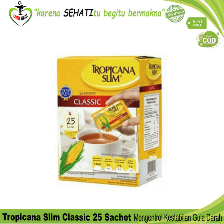 Tropicana Slim Classic 25 Sachet Gula Jagung Rendah Kalori Bantu Batasi ...