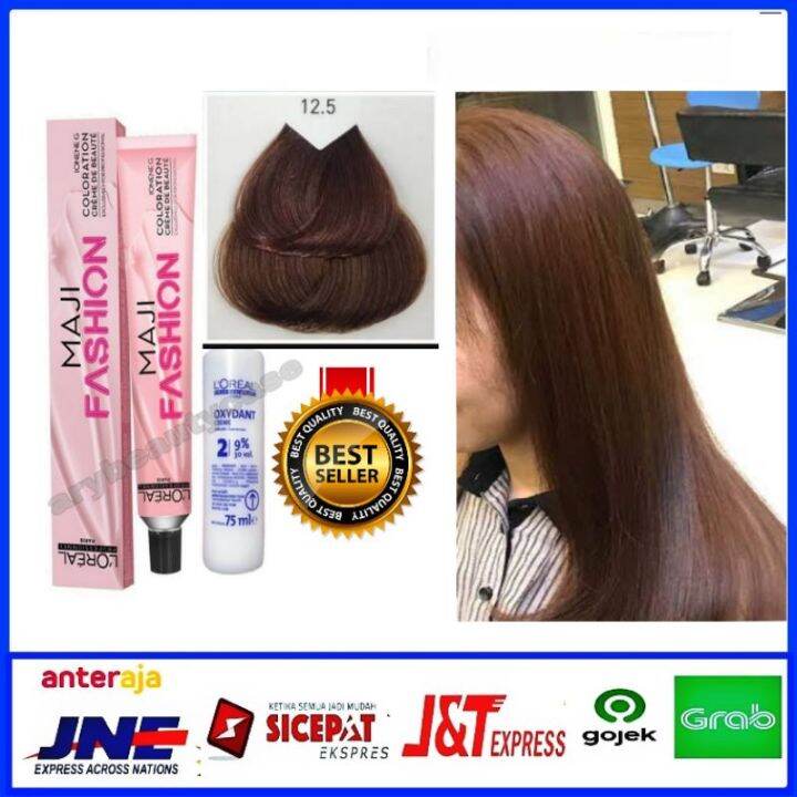 L'oreal majifashion 12.5 Earthy sunset dan oxidant pewarna rambut maji fashion | Lazada Indonesia
