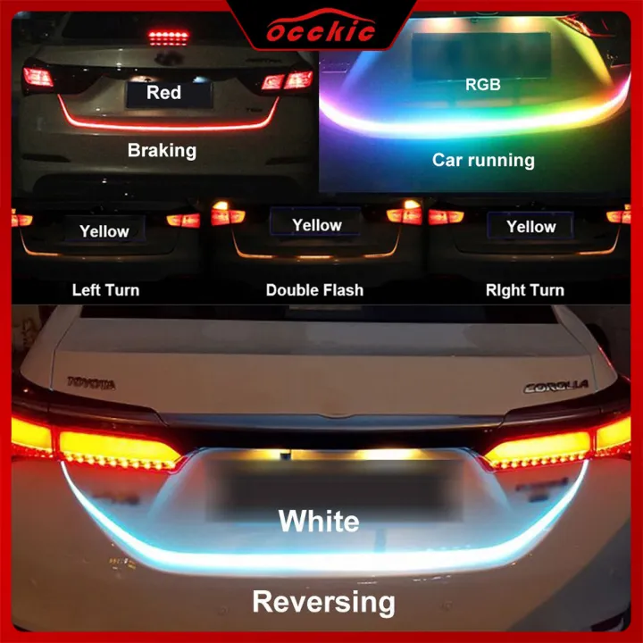⚡【Ready stock】 1.2M RGB LED Car Rear Trunk Strip Light Tailgate Brake ...