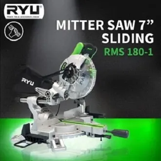 RYU Miter Mitter Saw Sliding RMS180-1 Mesin Gergaji Potong Alumunium Kayu 7 Inch RYU RMS 180-1 ...