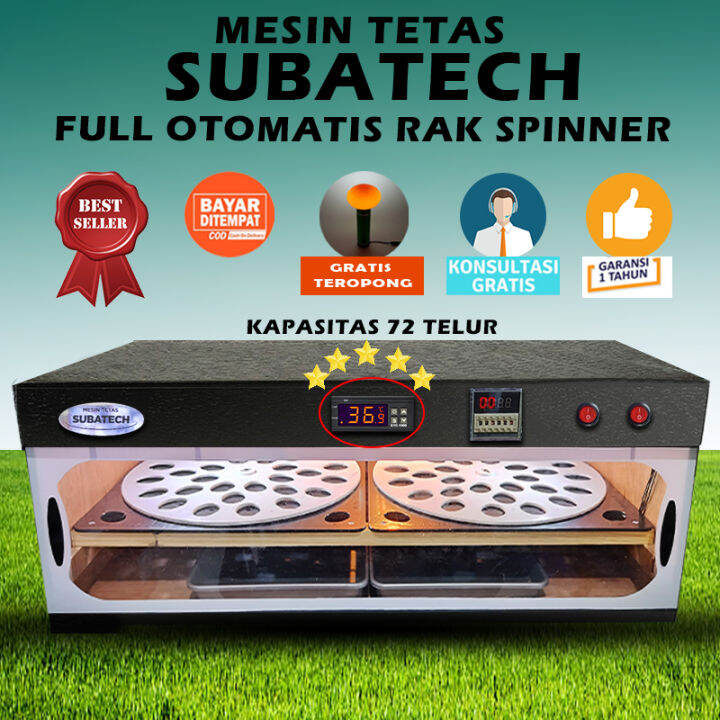 SUBATECH Mesin Tetas Telur Full Otomatis Kap.72 Rak Spinner Penetas ...