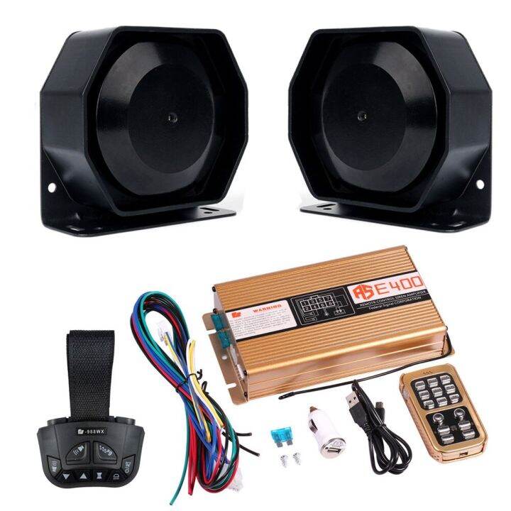 400W Siren Car Warning Police Horn Speaker 15 Tone Sound Wireless ...