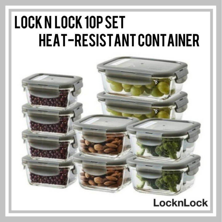 LocknLock Premium Heat Resistant Glass Container 10p set By Lock & Lock ...