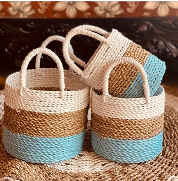 Kerajang set isi 3 Pot bunga/vas bunga /keranjang Belanja Kerajinan ...