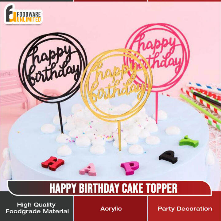 Happy Birthday Cake Topper Acrylic Party Decoration | Lazada PH