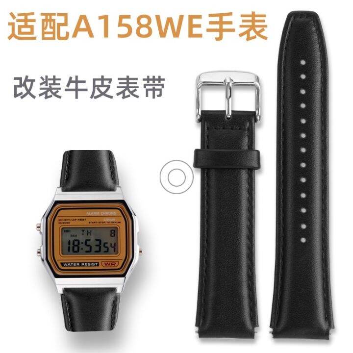เหมาะสำหรับ Casio คิวบ์ F-84/F-91W/F-94/A158WE/168/159สายหนังดัดแปลง18 ...