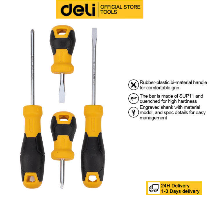 Deli Screwdriver Sets 4pcs Phillips Screwdriver and Flathead Screwdriver Magnetic Screwdriver ...