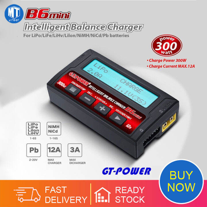 Gt.power IMAX B6 MINI Balance Charger Discharger 300W 12A สำหรับเฮลิคอปเตอร์ RC Re-Peak NiMH ...