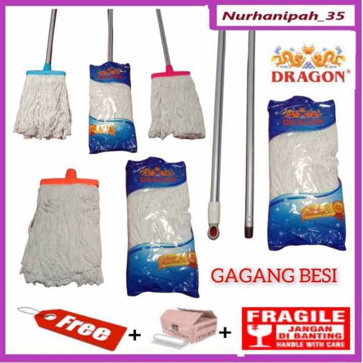 Kain Lap Pel Lantai Mop Gagang Besi Panjang Besi Dragon Bagus | Lazada Indonesia