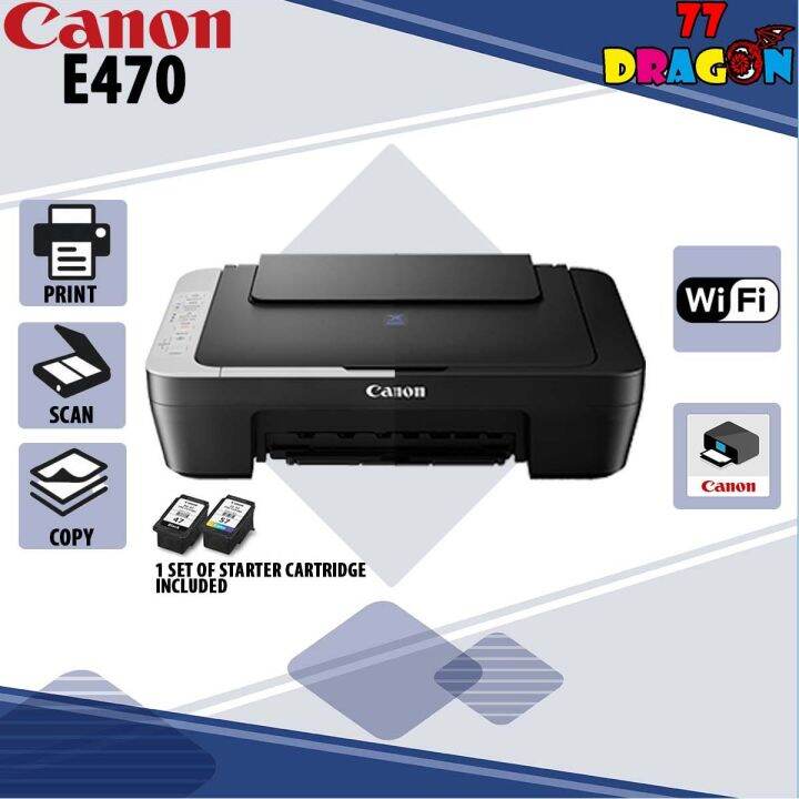 Canon Pixma E470 (PRINT SCAN COPY) Color Inkjet Multifunction Wifi ...
