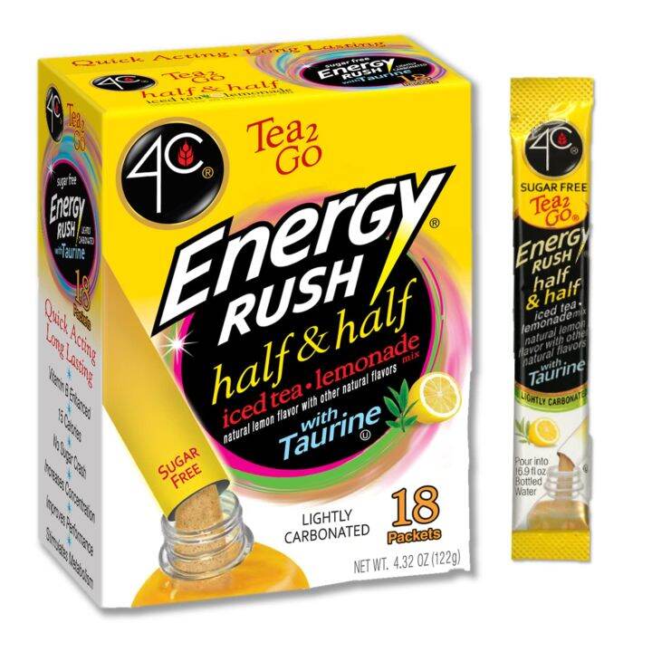 4C Energy Rush Stix, Single Serve Water Flavoring Packets, Sugar Free ...