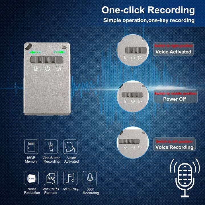 Cube Voice Recorder 16GB Sound Activated Noise Cancellation Recording ...
