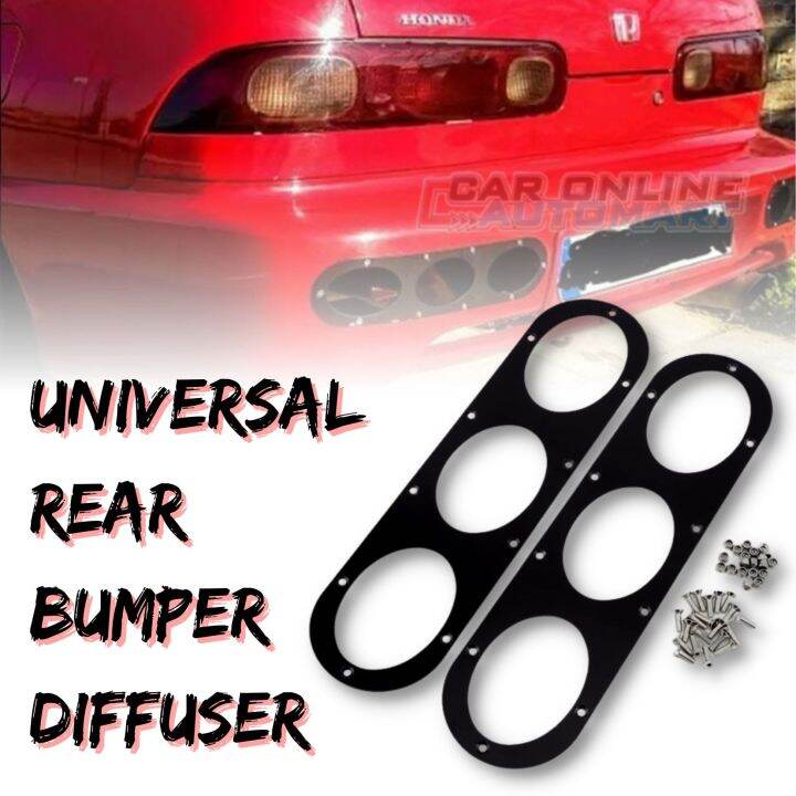 [2PCS] Universal Aluminium Alloy Racing Rear Bumper Panel Diffuser with ...