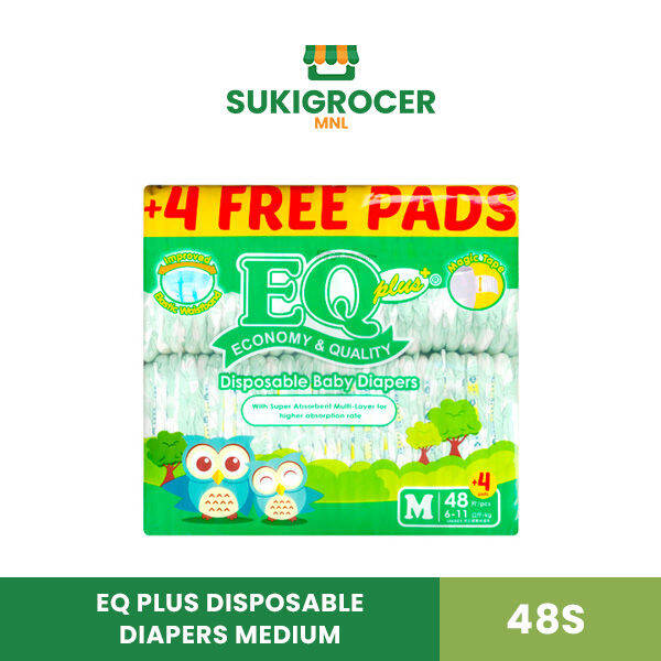 EQ Plus Disposable Diapers Medium 48s | Lazada PH