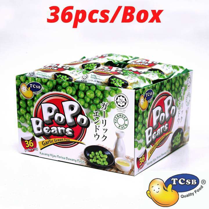 1 BOX x 36 packs TCSB POPO BEANS Garlic Green Peas/ Kacang Hijau Perisa ...