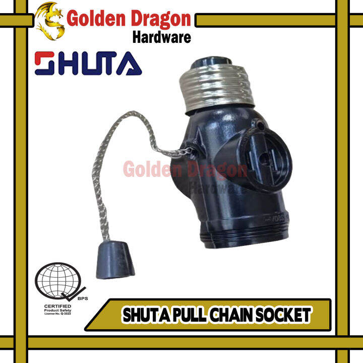 SHUTA PULL CHAIN SOCKET W/ 2 FLAT PIN OUTLETS STE-Y006 BPS CERTIFIED ...