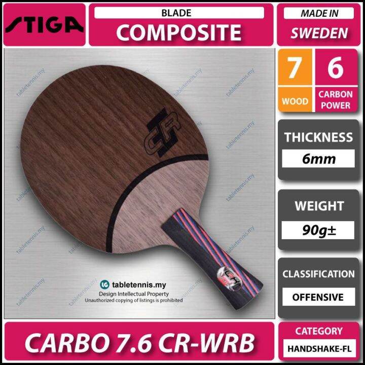 Stiga Blade Carbo 7.6 CR WRB FL Composite Carbon Table Tennis Blade Paddle Bat Racket Ping Pong ...
