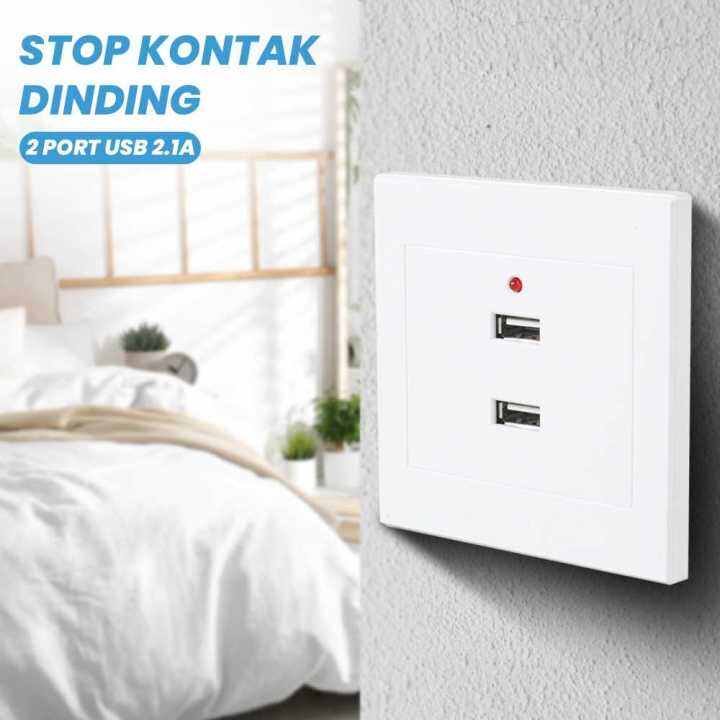 Stop Kontak Dinding 2 Port USB Wall Socket 2.1A - ES-USB-2 / Stop ...