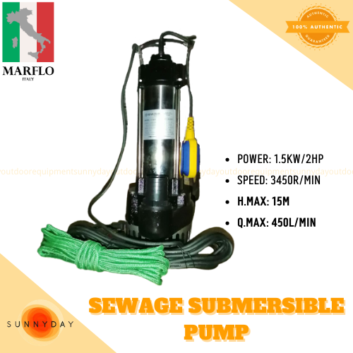 MARFLO 2HP V1500F SEWAGE SUBMERSIBLE PUMP 220V | Lazada PH