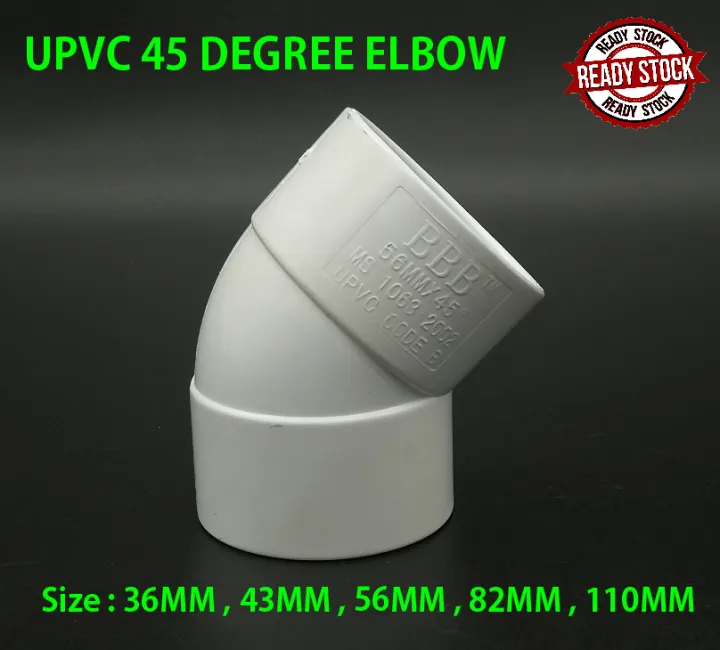 UPVC PIPE FITTING BRAND BBB (BINA) 45 DEGREE ELBOW | WHITE PUTIH BEST ...