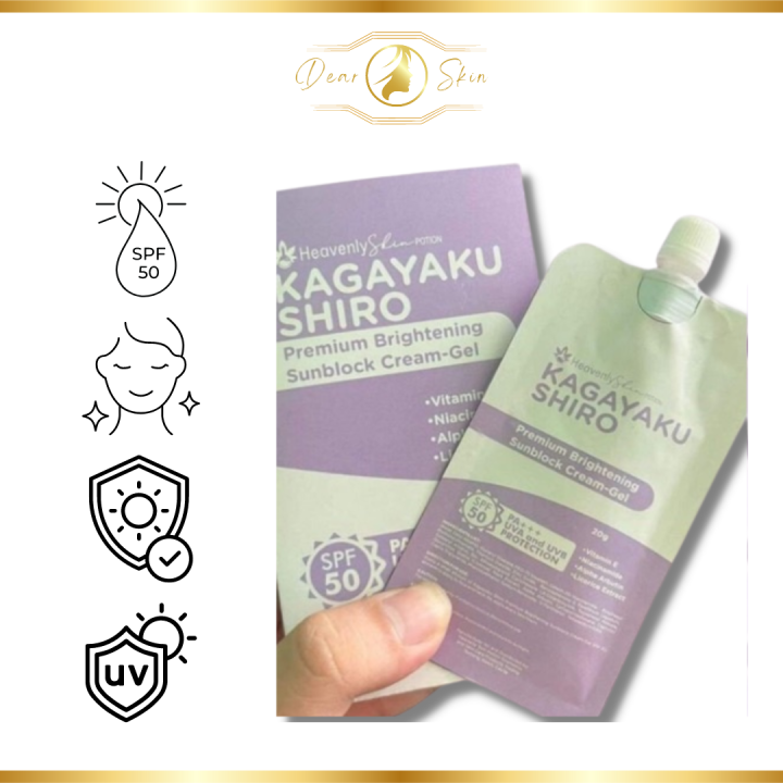 Kagayaku Shiro Premium Brightening Sunblock Cream-Gel 20g with SPF 50 ...